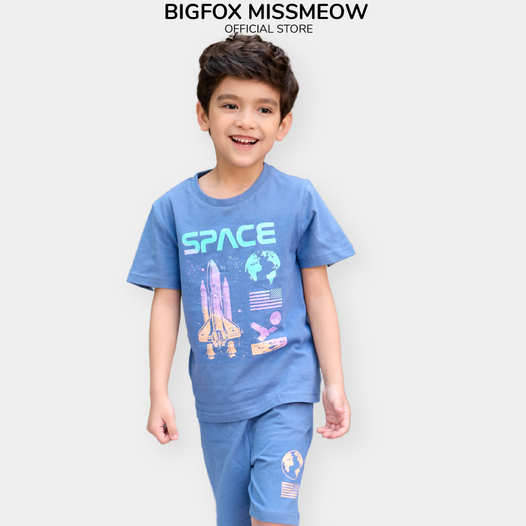 Bigfox Miss Meow boys' summer set to wear at home short sleeve cotton ...