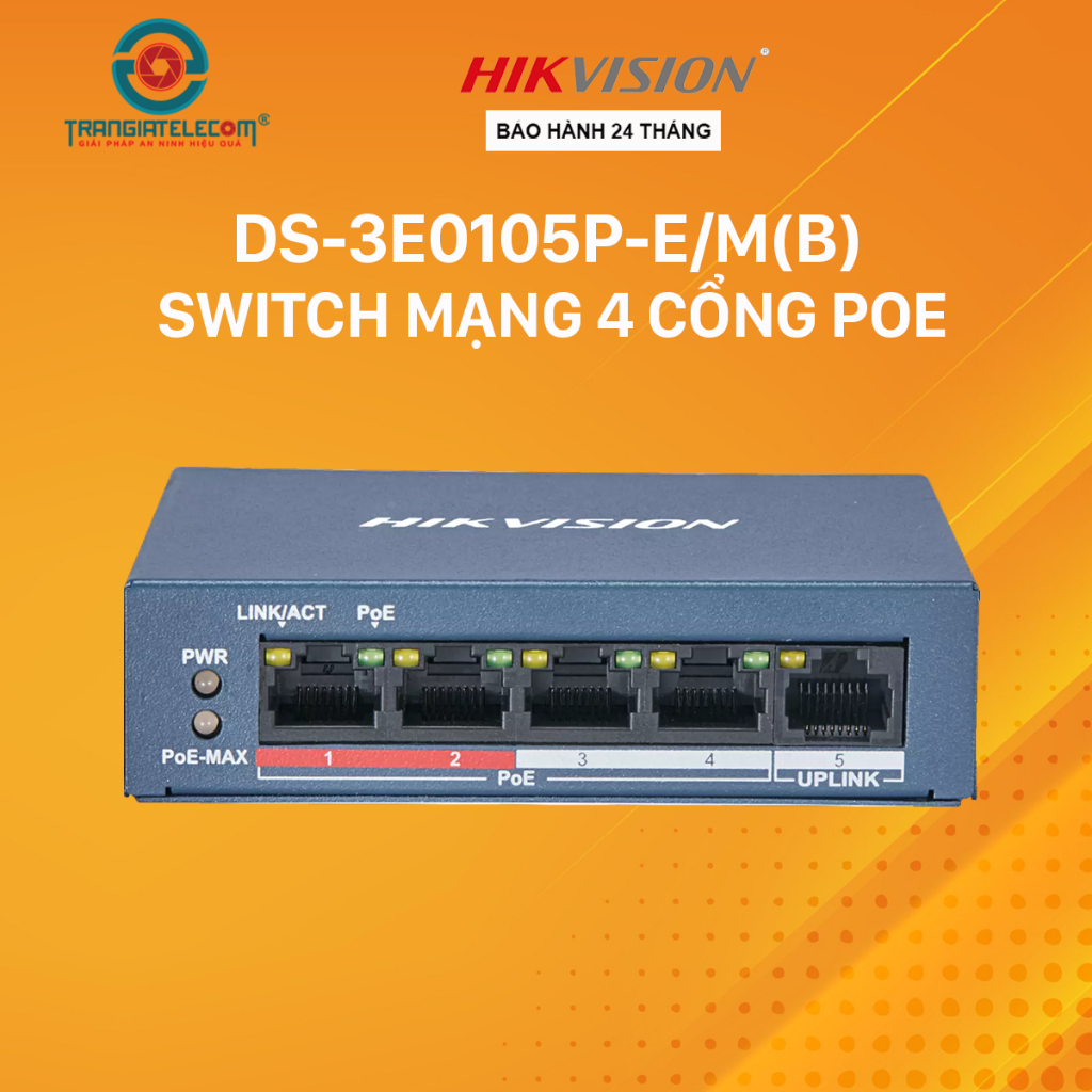 Switch - 4-Port POE Switch DS-3E0105P-E/M(B) HIKVISION - TRANGIATELECOM | Shopee Malaysia