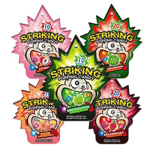 Striking popping candy, 30g pack (green apple, blueberry, peach, cola ...