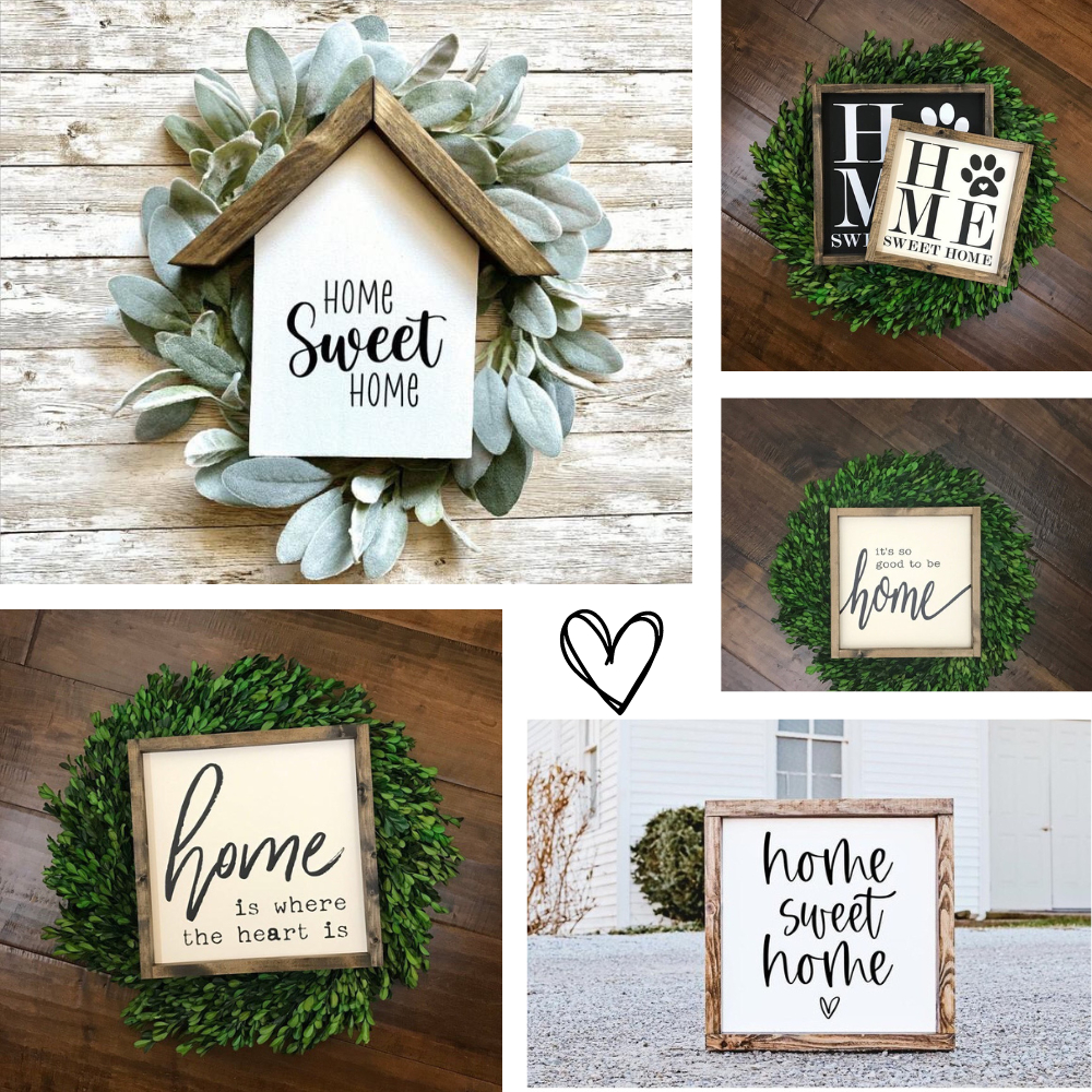 (LEAF Ring NOT INCLUDED) vintage style Home Sweet Home wooden sign ...