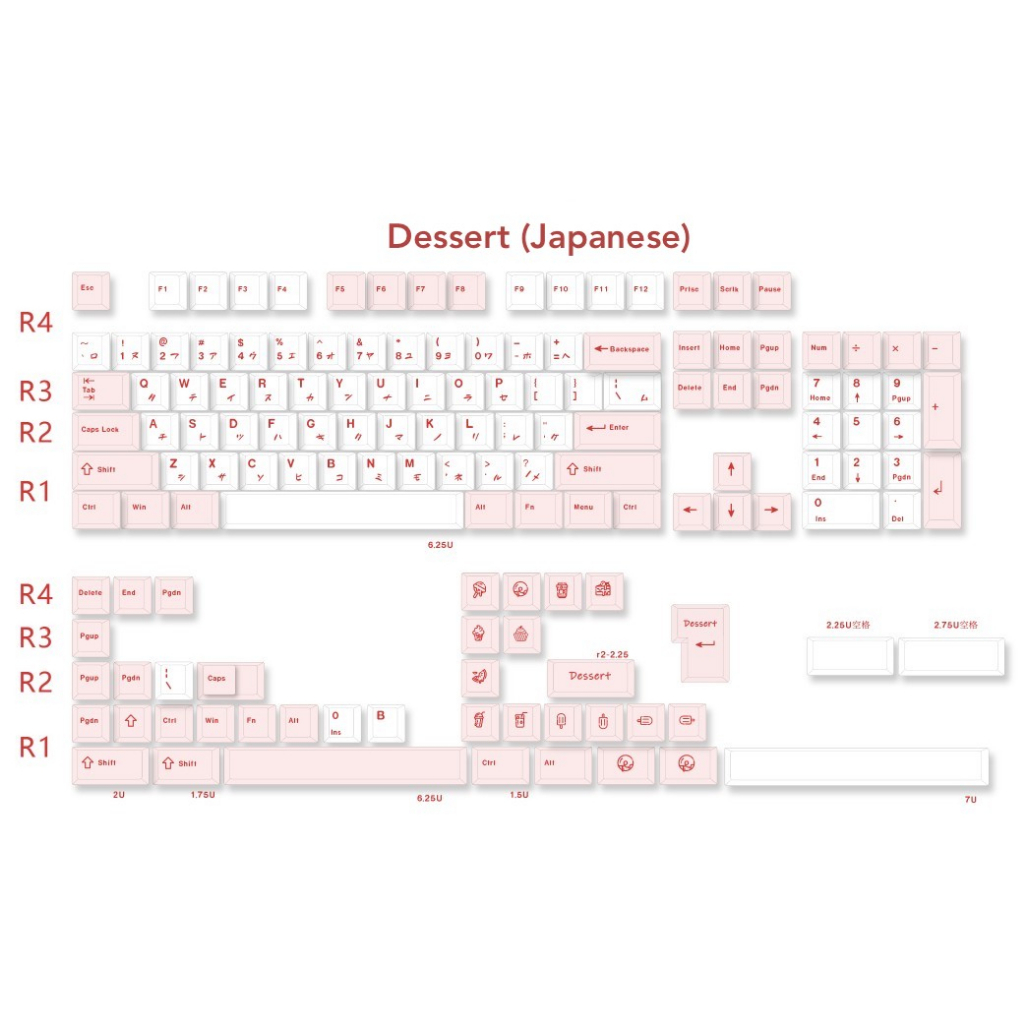 Keycap DESSERT Cherry profile PBT Dyesub 145 keyboard buttons for ...