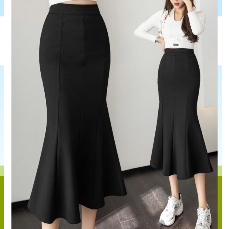 Tu Linh fishtail skirt, body hugging, knee-length, stretchy Umi ...