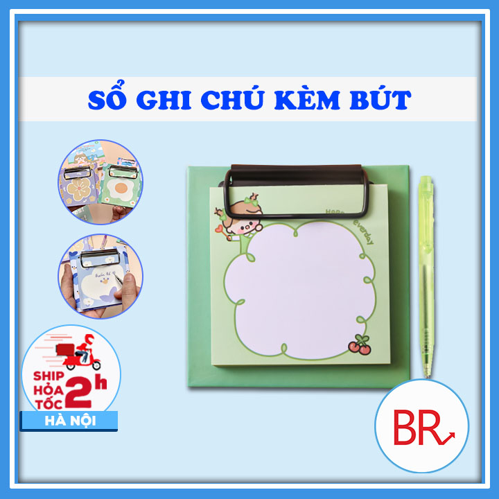 Set of 50 cute sticky notes with pen included - Self-adhesive sticky ...