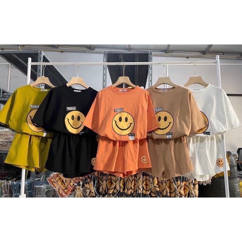 Set of loose cotton rubber thighs - paris smiley face | Shopee Malaysia