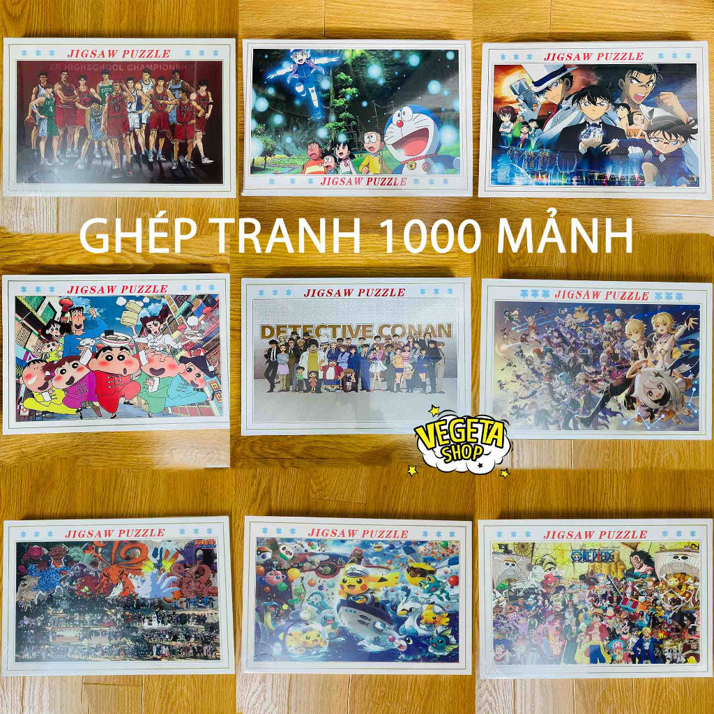 1000 Piece puzzle 75x50cm - One Piece Doraemon Pikachu Conan Shin Conan ...