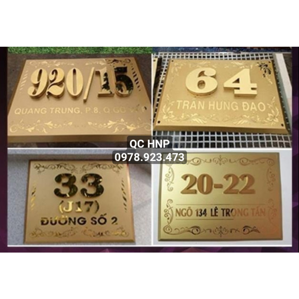 Stainless Steel Villa House Number Plate with Gold Background - High ...