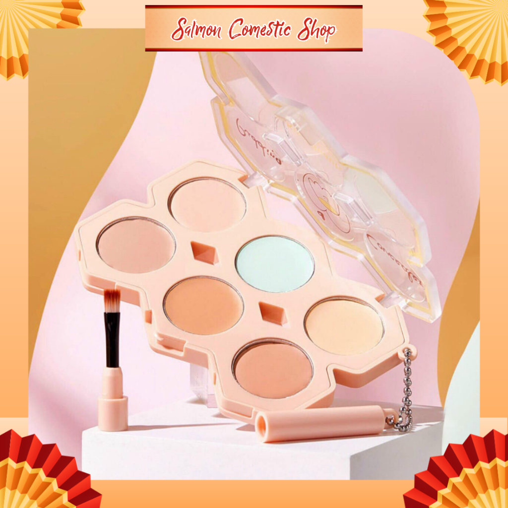 Kiss Beauty Pudding Concealer 6 Colors Concealer with Blending Brush ...