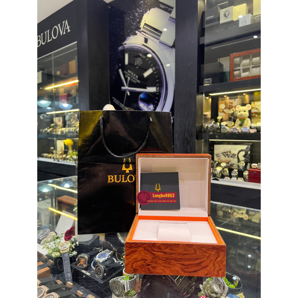 Wooden Bulova watch box with bag and brand information book | Shopee ...