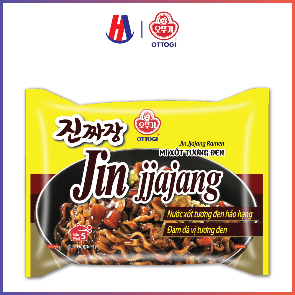 Jin Jjajang Ramen Ottogi noodles mixed with black bean sauce 135g pack ...