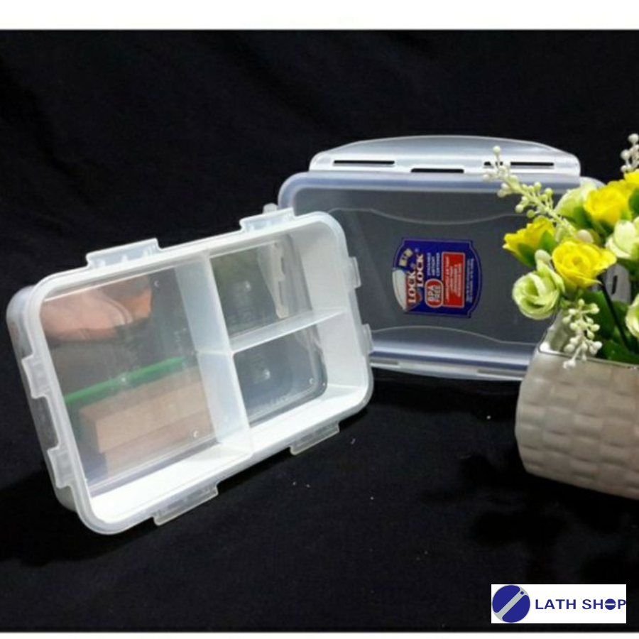 Locknlock Plastic Box with 3 Removable Compartments, PP Plastic, Sealed Lid HPL816c (800ml ...