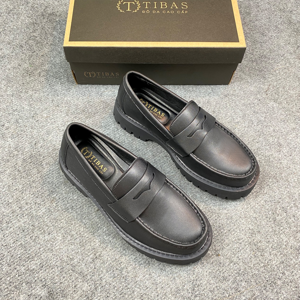 Tibas Full Grain Leather Chunky Loafer Shoes, 5cm Height Increasing Men ...