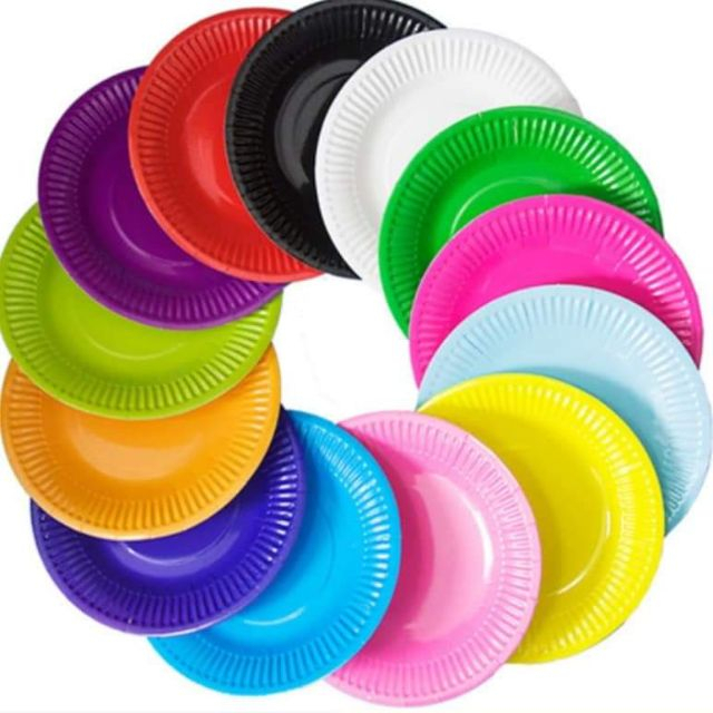 Set of 10 disposable paper plates of all sizes, large and small, many ...