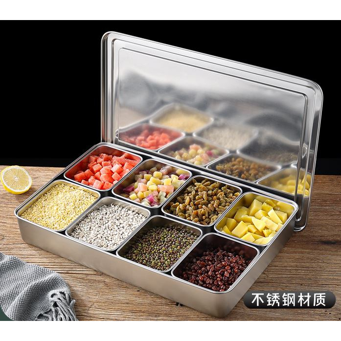 Stainless Steel/Plastic 6-8 Compartment Spice/Topping/Milk Tea Jelly ...
