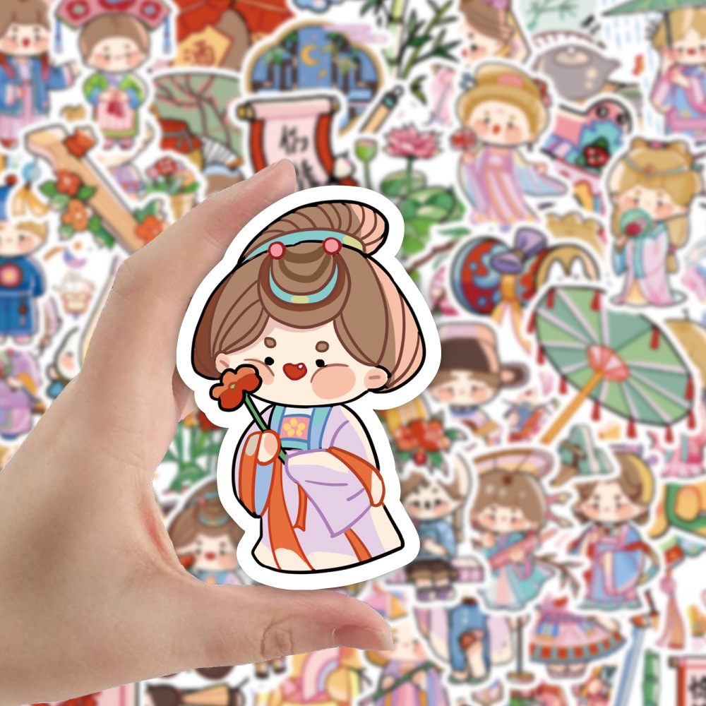 Set of 50 Cute Chibi Antique Stickers to Decorate Your Phone, Laptop ...