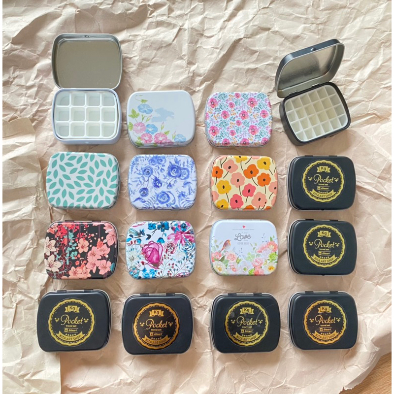 Small black and white mini tin box with pattern for multi-purpose ...