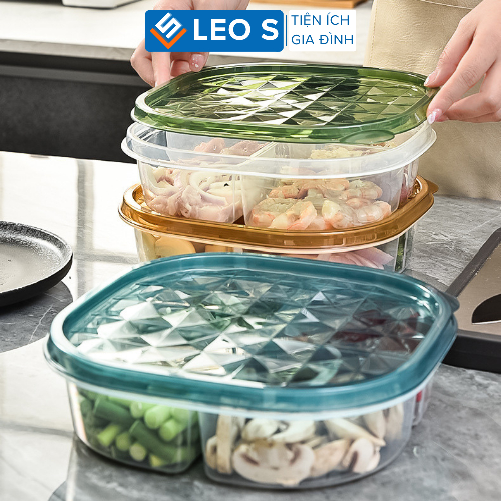 Plastic box divided into 4 compartments for food, Leos large capacity ...