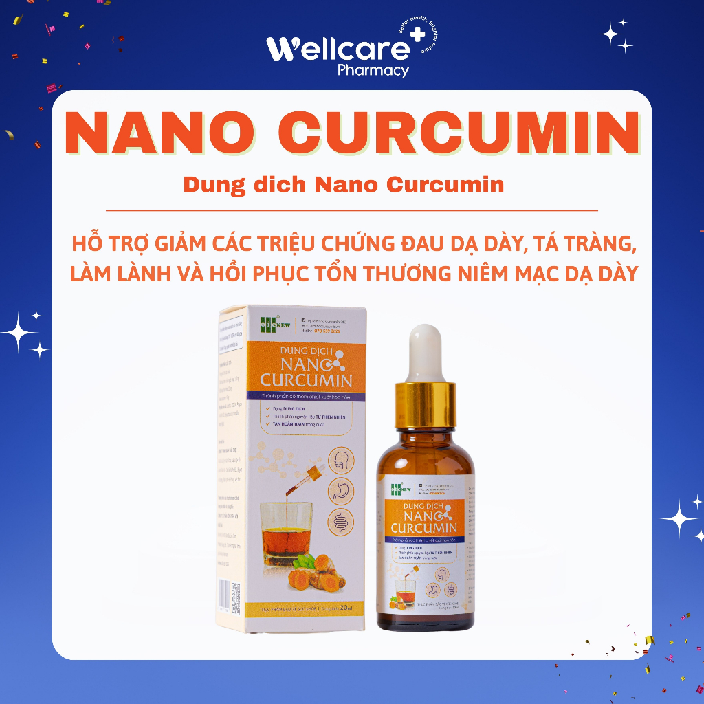 Nano CURCUMIN SOLUTION [Genuine] Box of 20ml - Helps reduce symptoms of stomach and duodenal ...