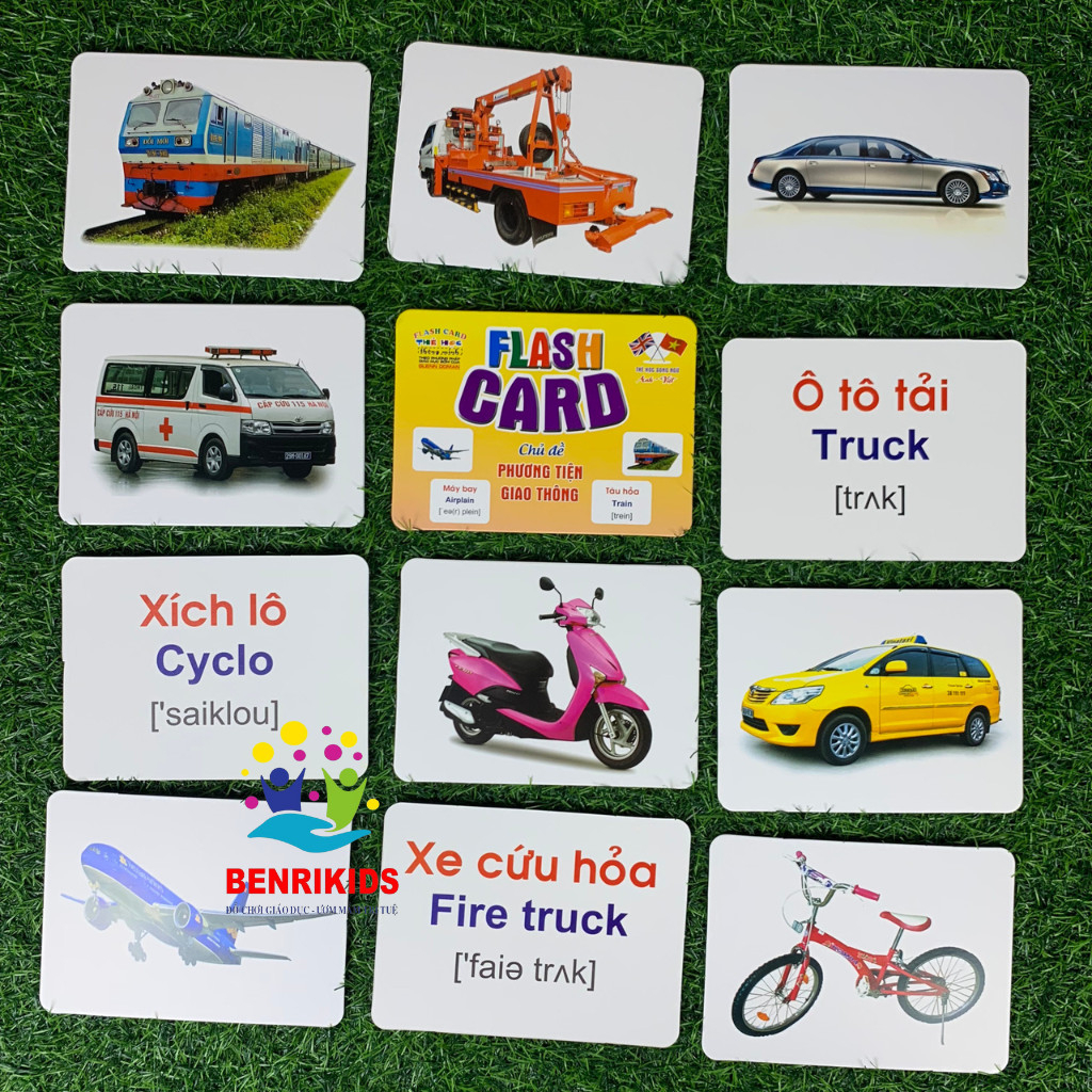 English-vietnamese Bilingual Learning Cards on Vehicles with Phonetic ...