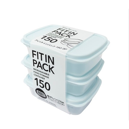 Set of 3 plastic boxes with flexible lids 150ml (mint green ...