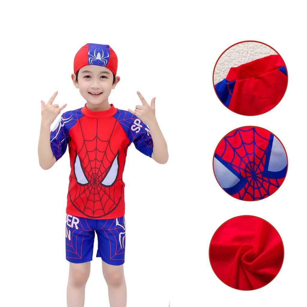 Superman SWIMWEAR FOR BOYS WITH HAT SIZE 8-35KG(BOISN) | Shopee Malaysia