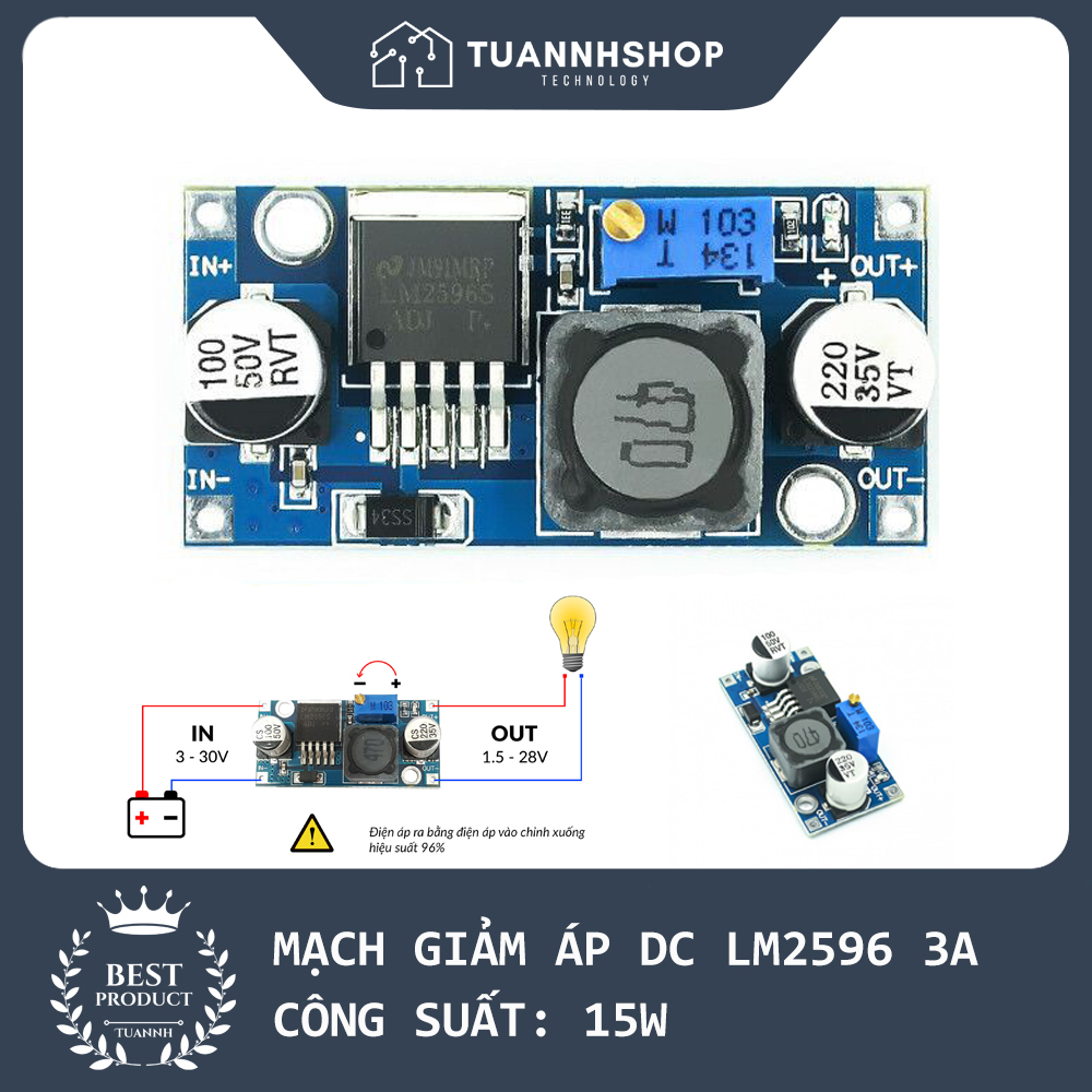 Buck DC-DC LM2596 3A low voltage circuit (INPUT 4-35VDC OUTPUT 1-30VDC ...