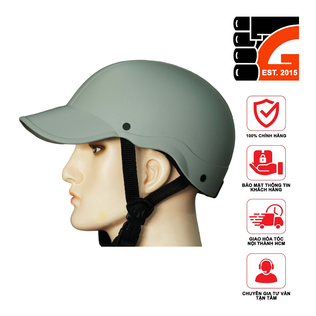 Napoli 1/2 Helmet Cement gray fabric - FREESIZE 54-59cm - For ...