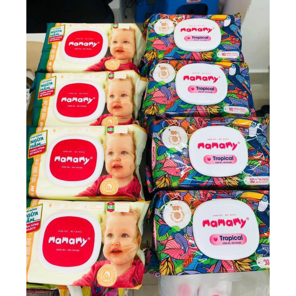 Mamamy Unscented Wet Wipes 100 Sheets Large Pack with Lid, Small Pack ...
