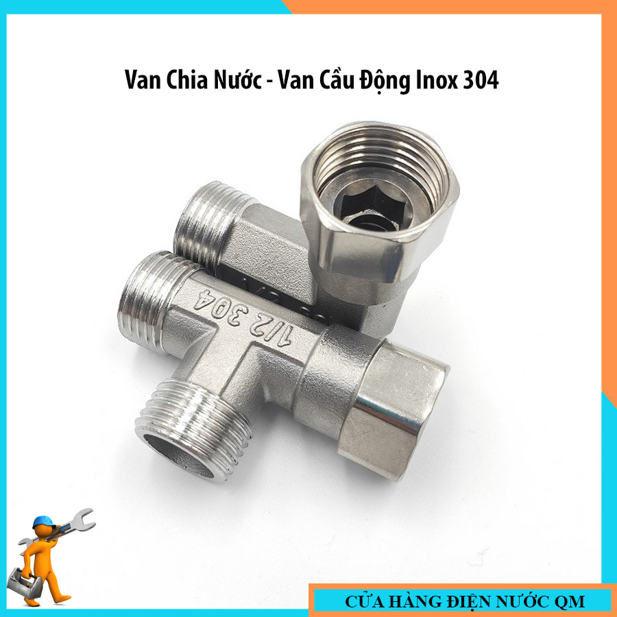 Water dividing valve, 3-way stainless steel T-shaped Bridge valve G1/ 2 ...