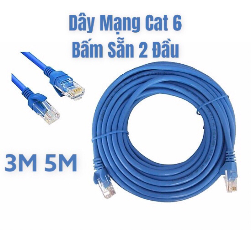 Pre-made network cable with 2 Cat 6 ends, 3m, 5m long - Internet network cable - Cat 6 network ...
