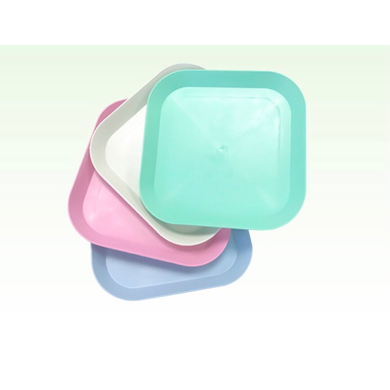 Set of 8 square food trays in pastel colors made of barley plastic ...