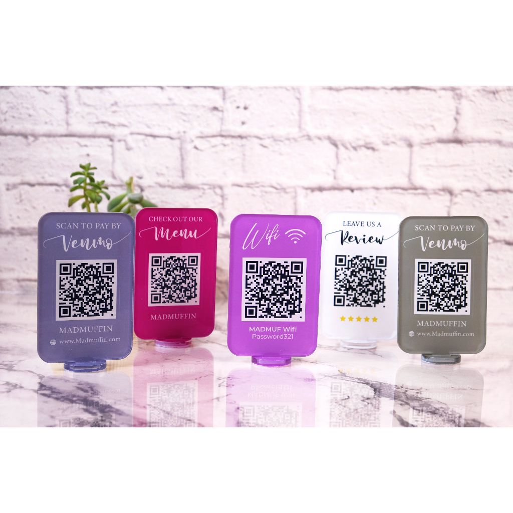 Standee QR PRINTED ON DEMAND made of transparent mica for the table ...