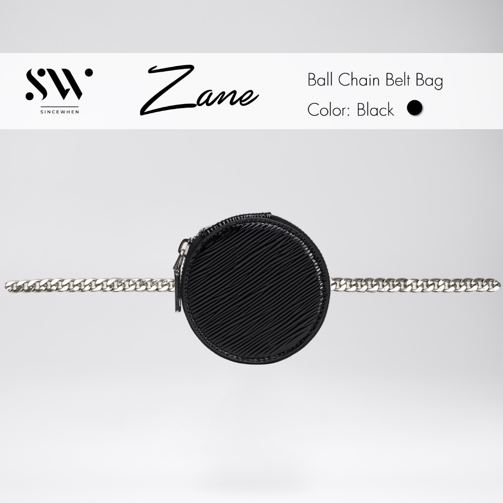 Sincewhen ZANE Round Metal Waist Bag - Black (Ball Chain Belt Bag ...