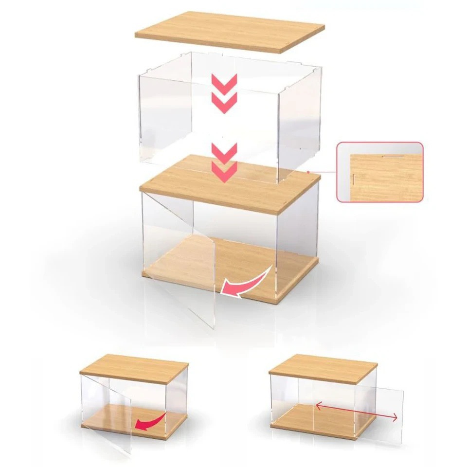 55 Sizes, 10mm thick, Wooden Mica Box for displaying model products ...