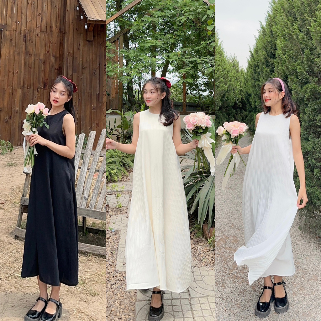 [Real Photo/available] Tank dress Sleeveless 2-layer ribbed fabric ...