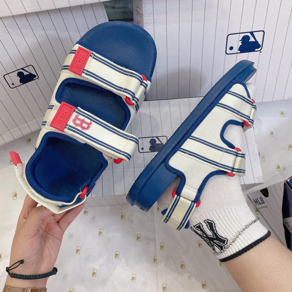 [GENUINE] Mlb SANDAL SHOES - LOGO B RED BLUE SOLES - CODE: 3ASDSD223 ...