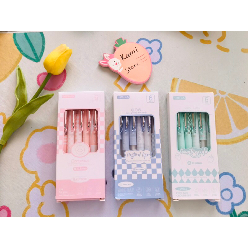 Set of 6 Moka pens (real photos) gradient of the same color tone - Kami ...
