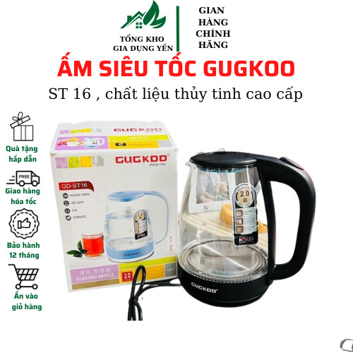 Gugkoo ST16 Glass Super Speed Kettle With 2 Liter Capacity, Transparent ...