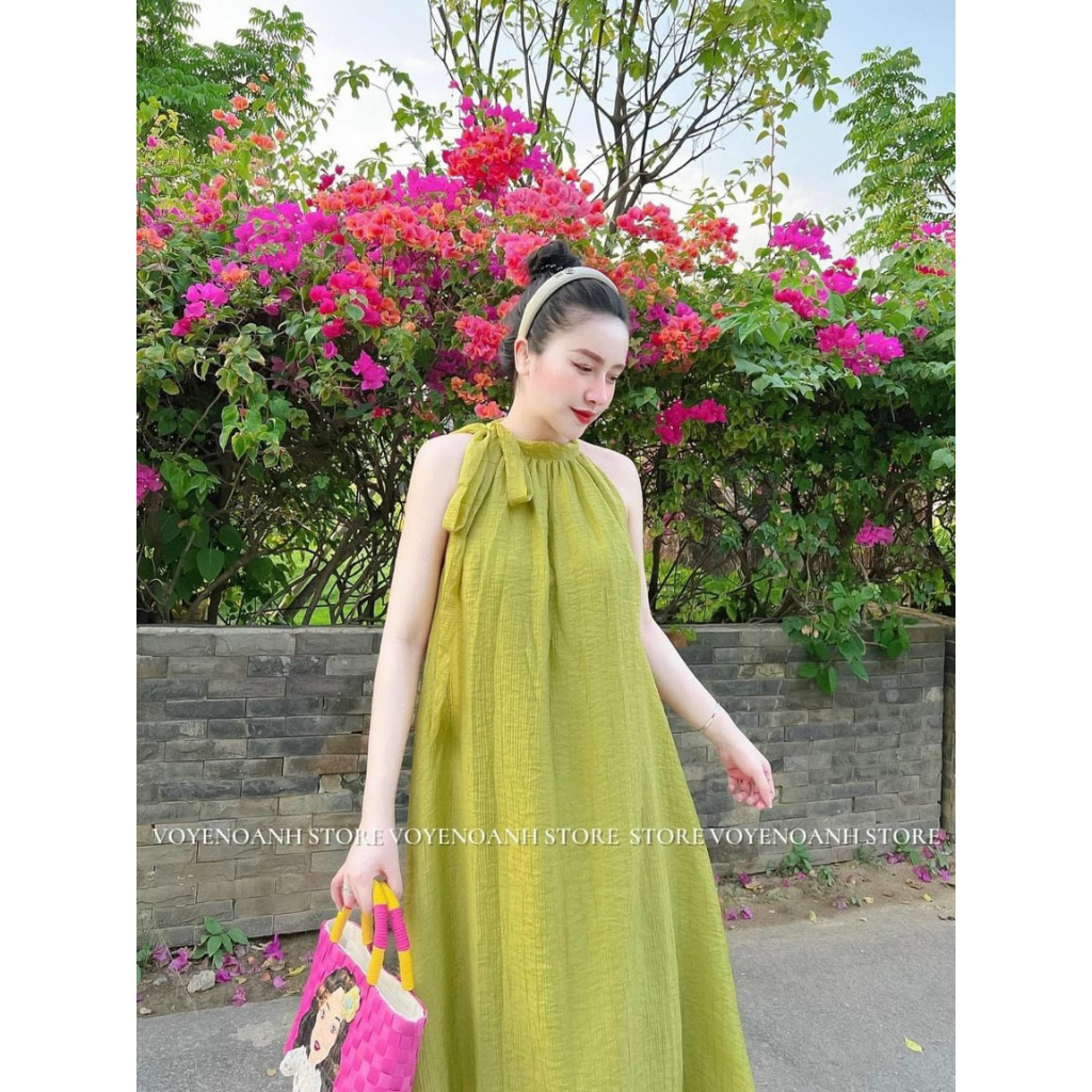 Super Pretty Spread Bow Tie Neck Maxi Dress Luxurious Beach Dress