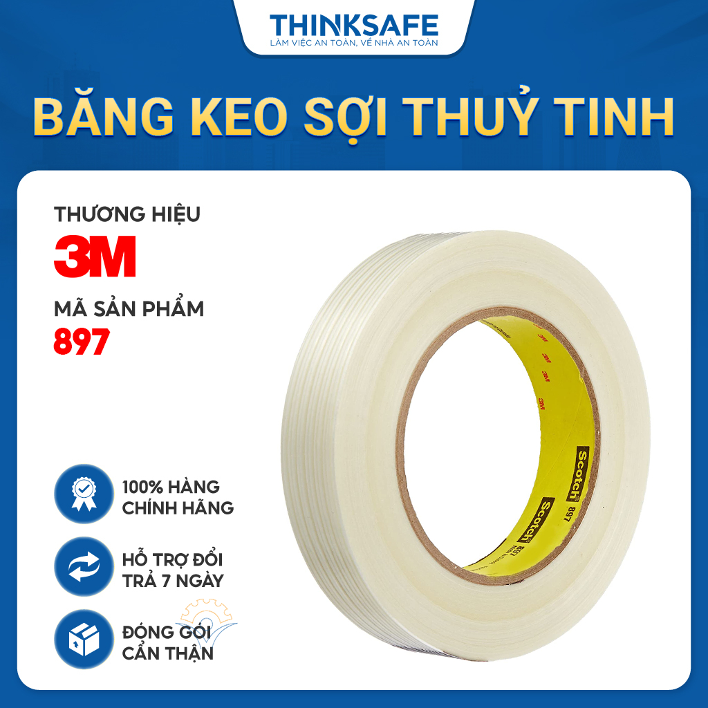 3m 897 Fiberglass Tape, Super Strong Tempered Single-Sided Tape, Clear ...