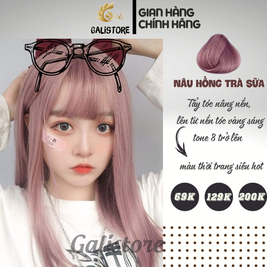 OXY Pink milk tea brown hair dye with free dyeing aid oxygen with milk ...