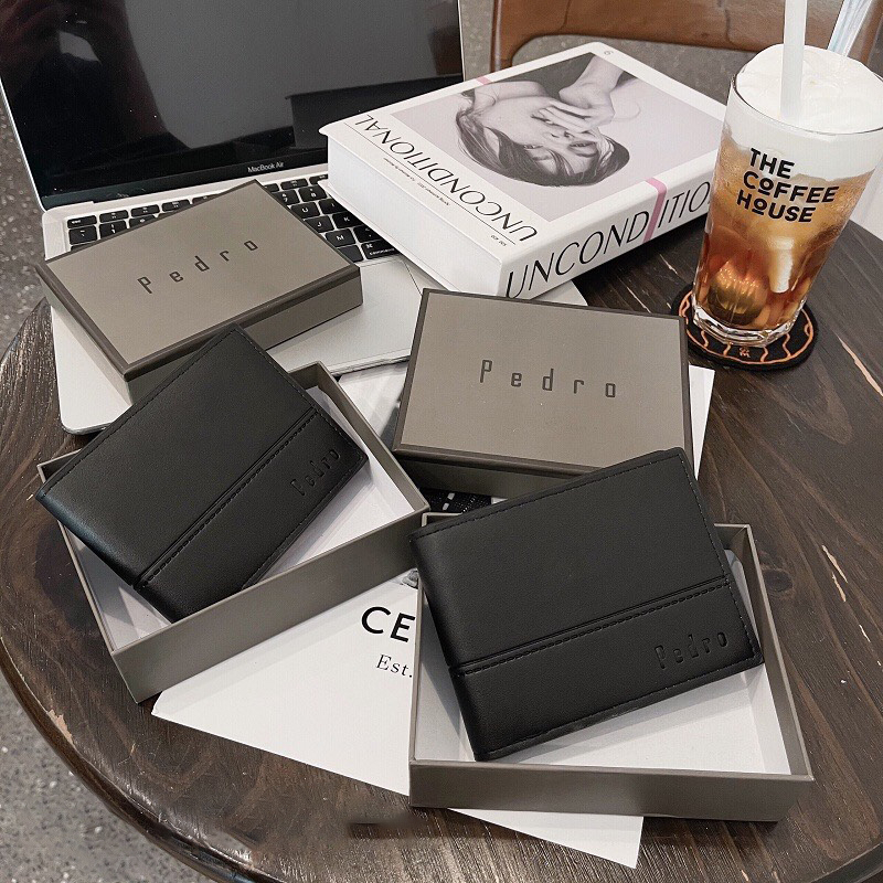 Beautiful short pedro men's folding wallet, full box with high-quality ...
