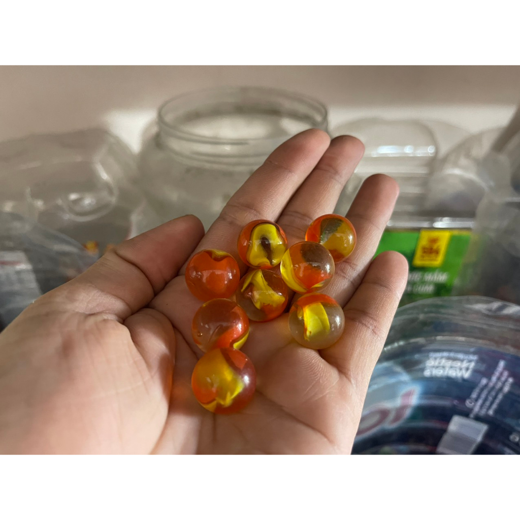 Yellow orange glass marbles 16mm (10 pieces) | Shopee Malaysia