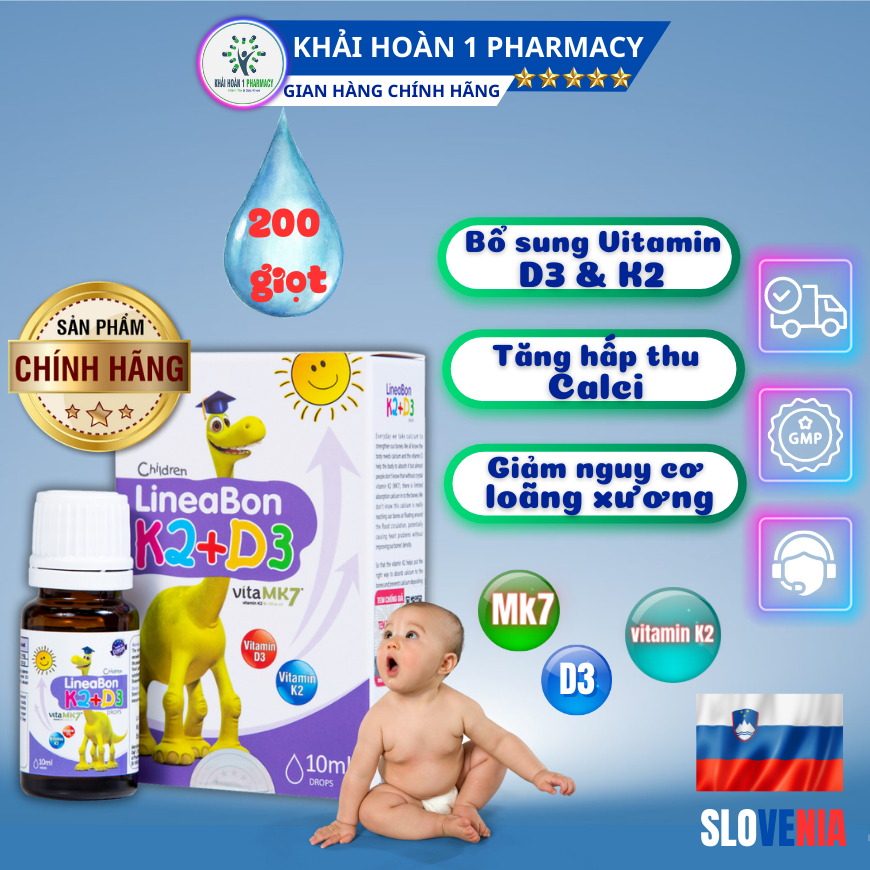 Lineabon K2+D3 syrup helps prevent rickets and grow taller - 10ml ...