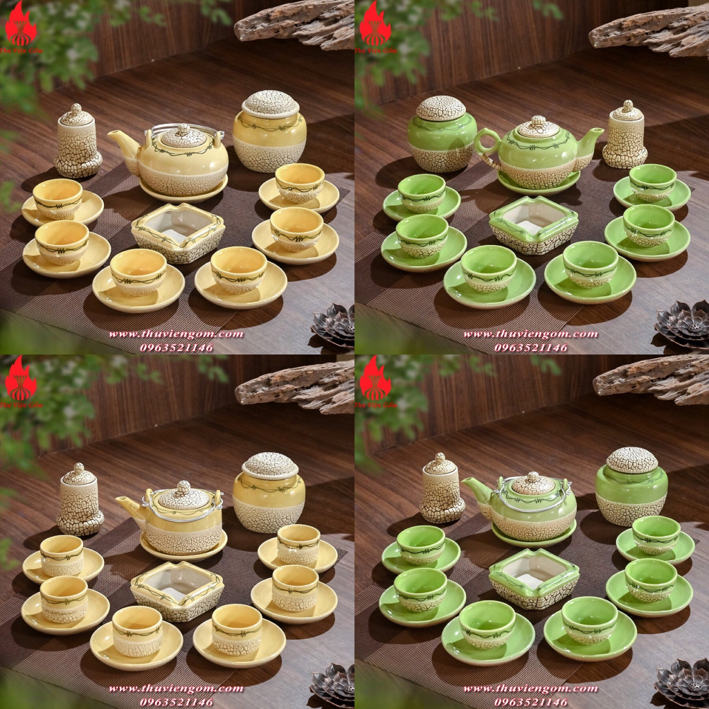 Crafted enamel tea set with Bat Trang standard tea tray | Shopee Malaysia