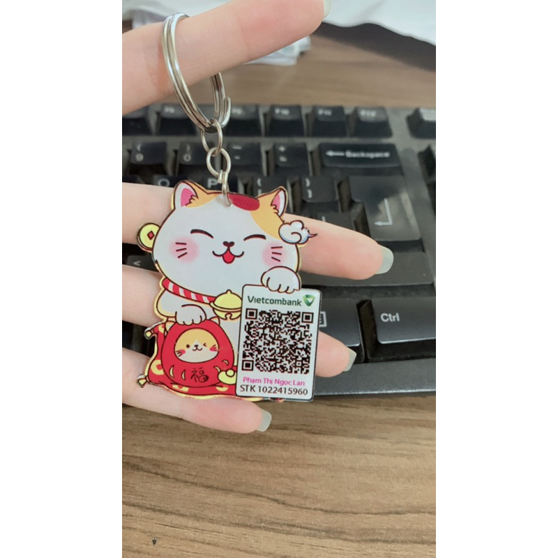 (photo Taken by the shop) qr keychain god of wealth cat bank code zalo ...