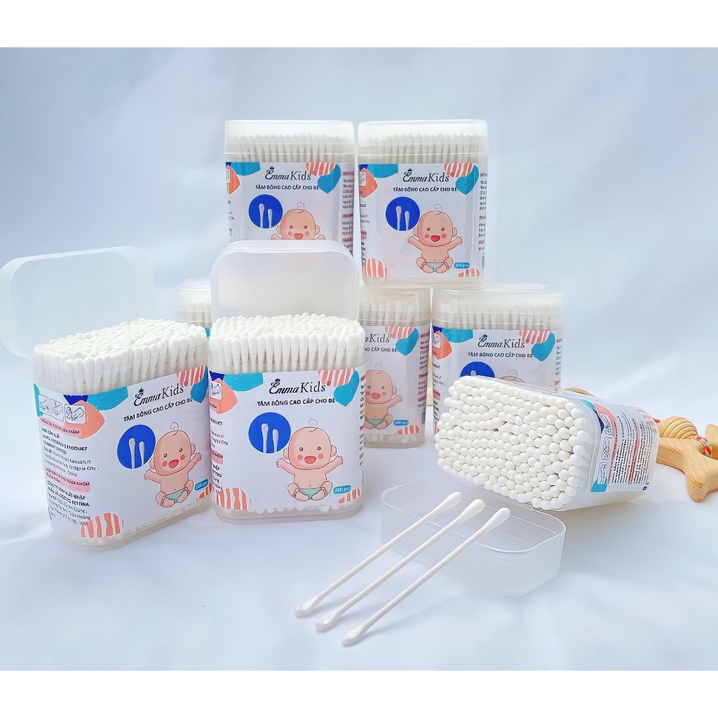 Emmakids antibacterial children's cotton swabs (box of 200 paper core ...