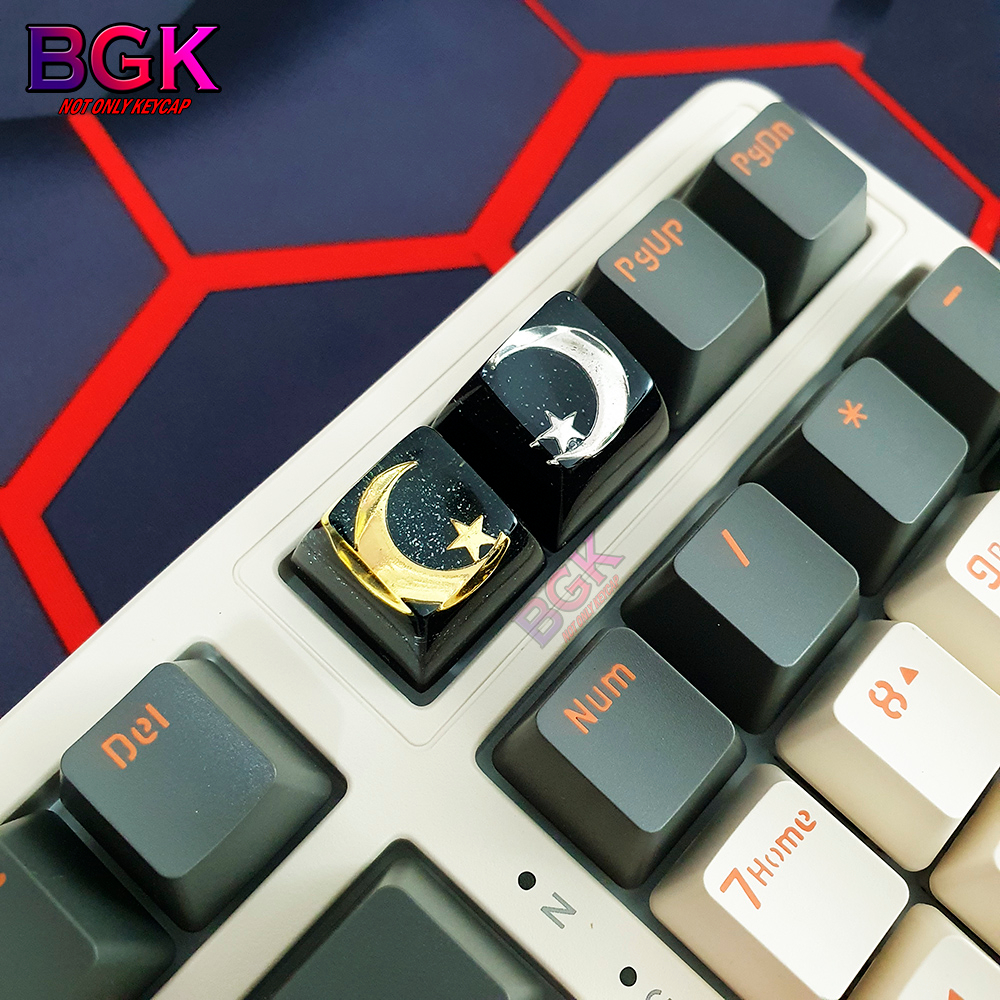 Keycap Artisan Retail Moon And Gold Silver Star, SA profile, Mechanical ...