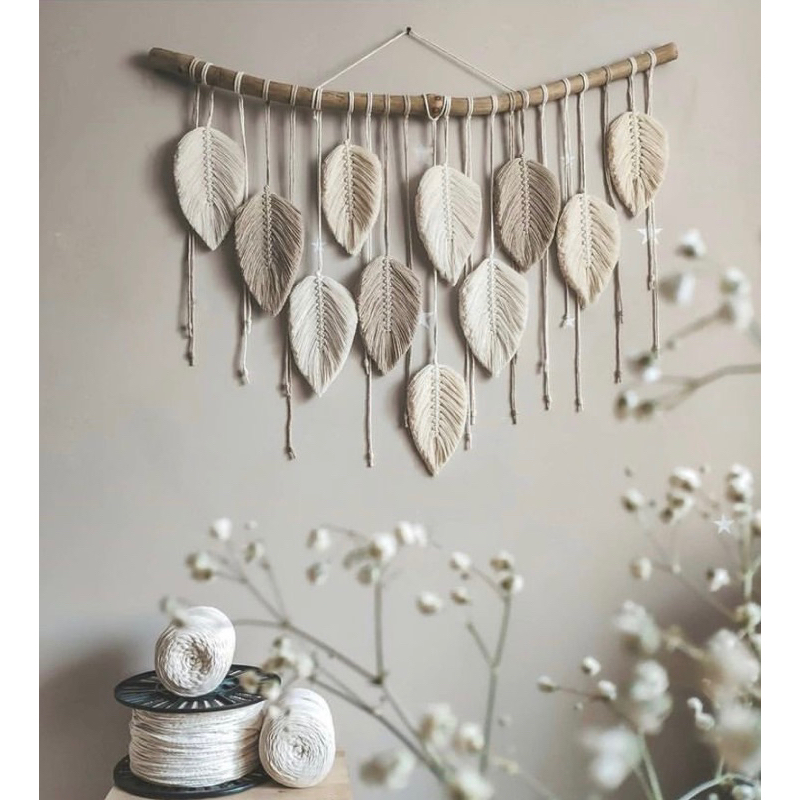 Luxury leaf-shaped macrame wall hanging, vintage indoor decoration ...