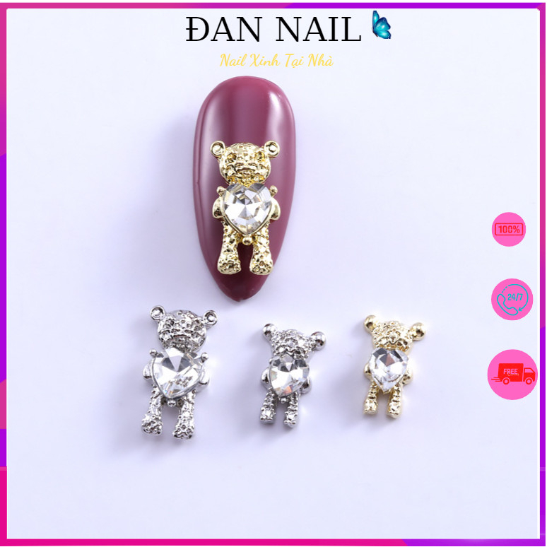 Luxury, high-end gold and silver bear Charm with diamonds | Shopee Malaysia
