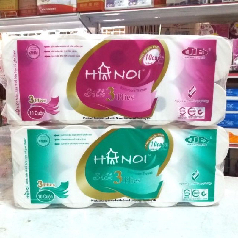 Pack of 10 rolls of Hanoi toilet paper, 3-layer paper | Shopee Malaysia